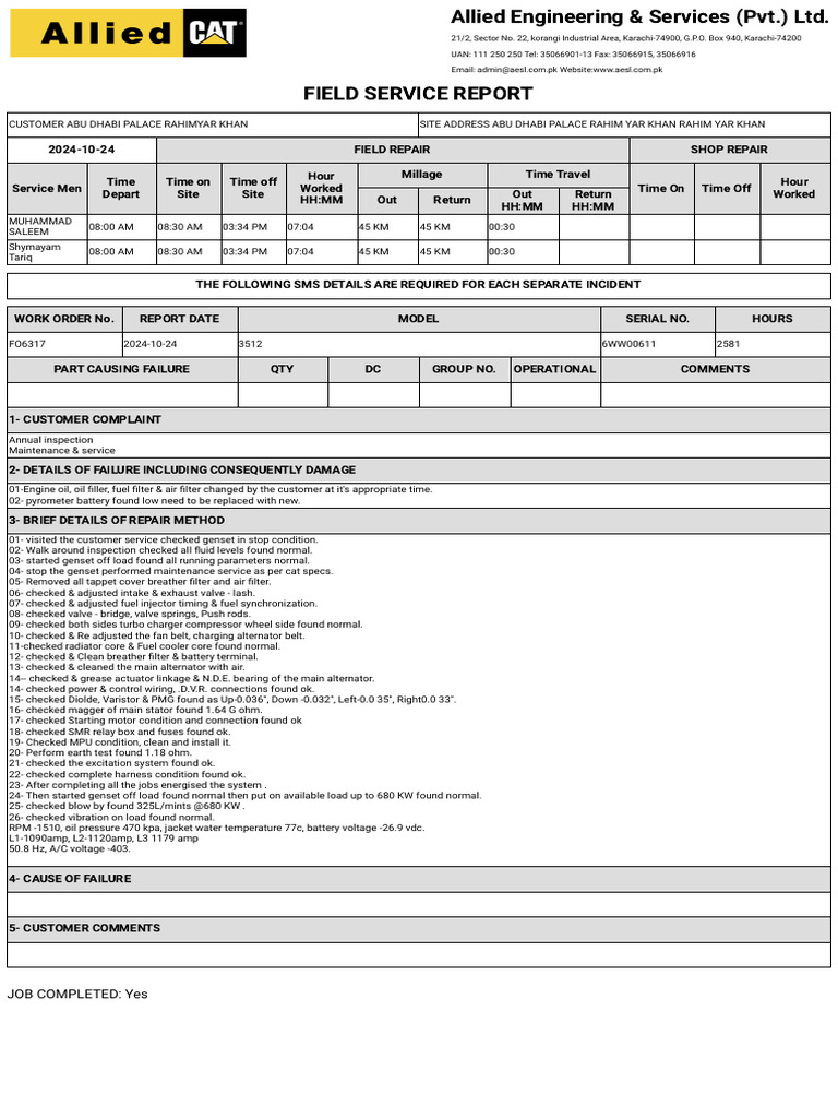 Job Completed: Yes | PDF | Machines | Manufactured Goods