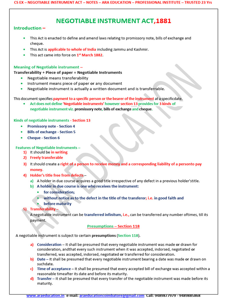 Section 18 of Negotiable Instruments Act | PDF | Negotiable Instrument | Cheque