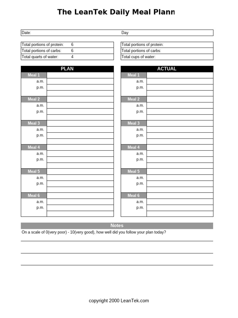 LeanTek Meal Planner | PDF | Cooking, Food & Wine | Wellness