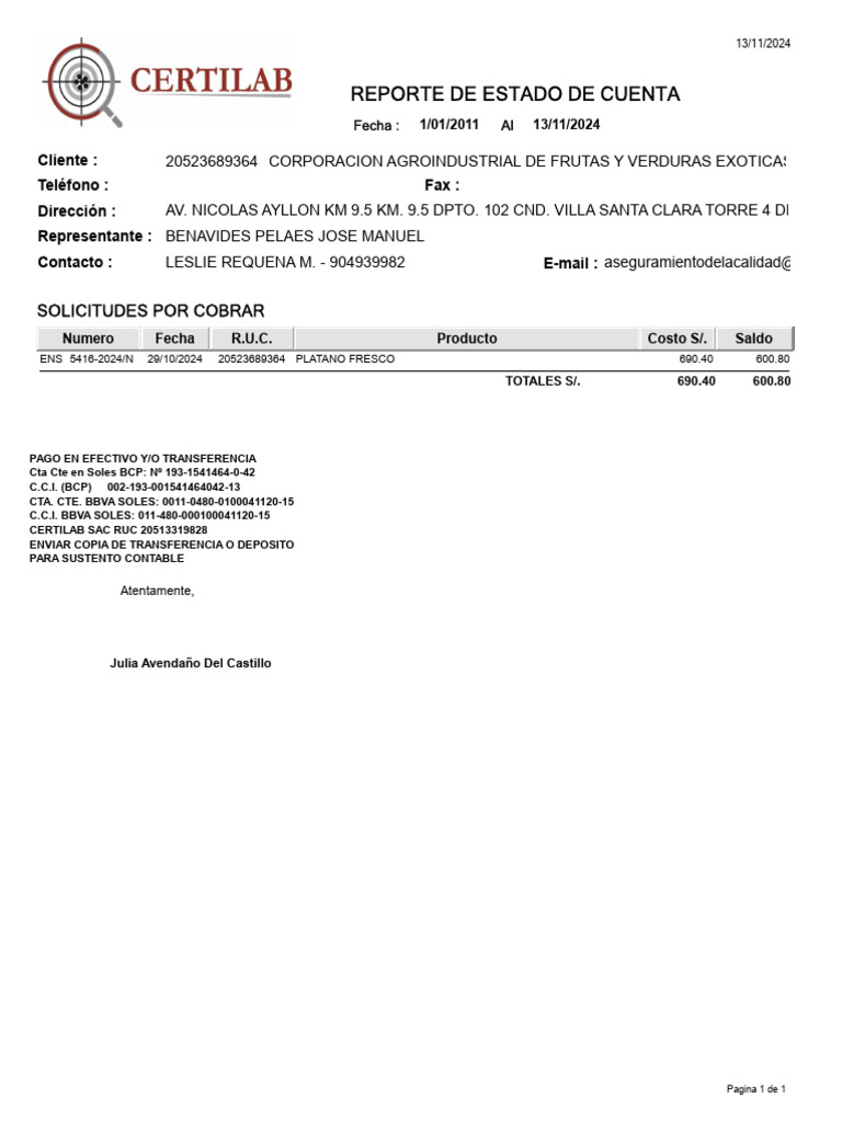 Estado de Cuenta: Solicitudes por Cobrar | PDF | Negocios | Finanzas y dinero