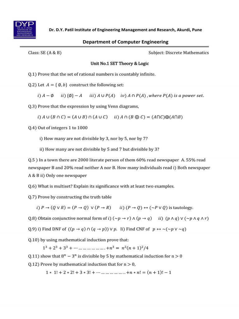 DM Question Bank IMP (Endsem) - 1 | PDF