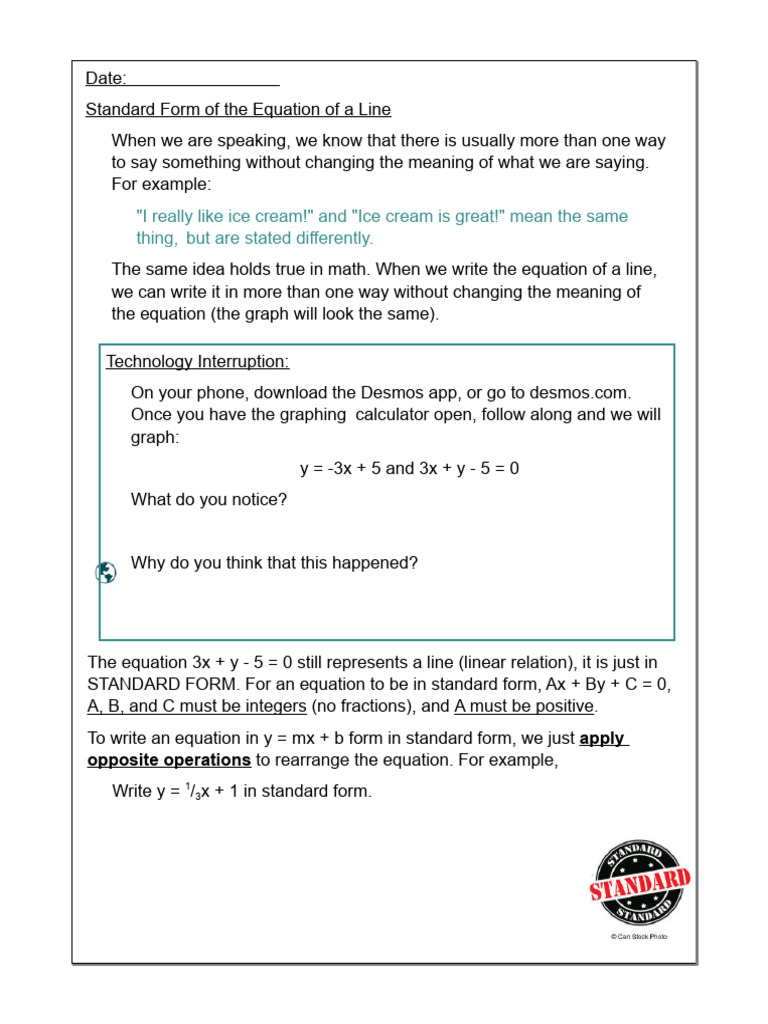 Line Equations & Graphing Guide | PDF | Line (Geometry) | Equations