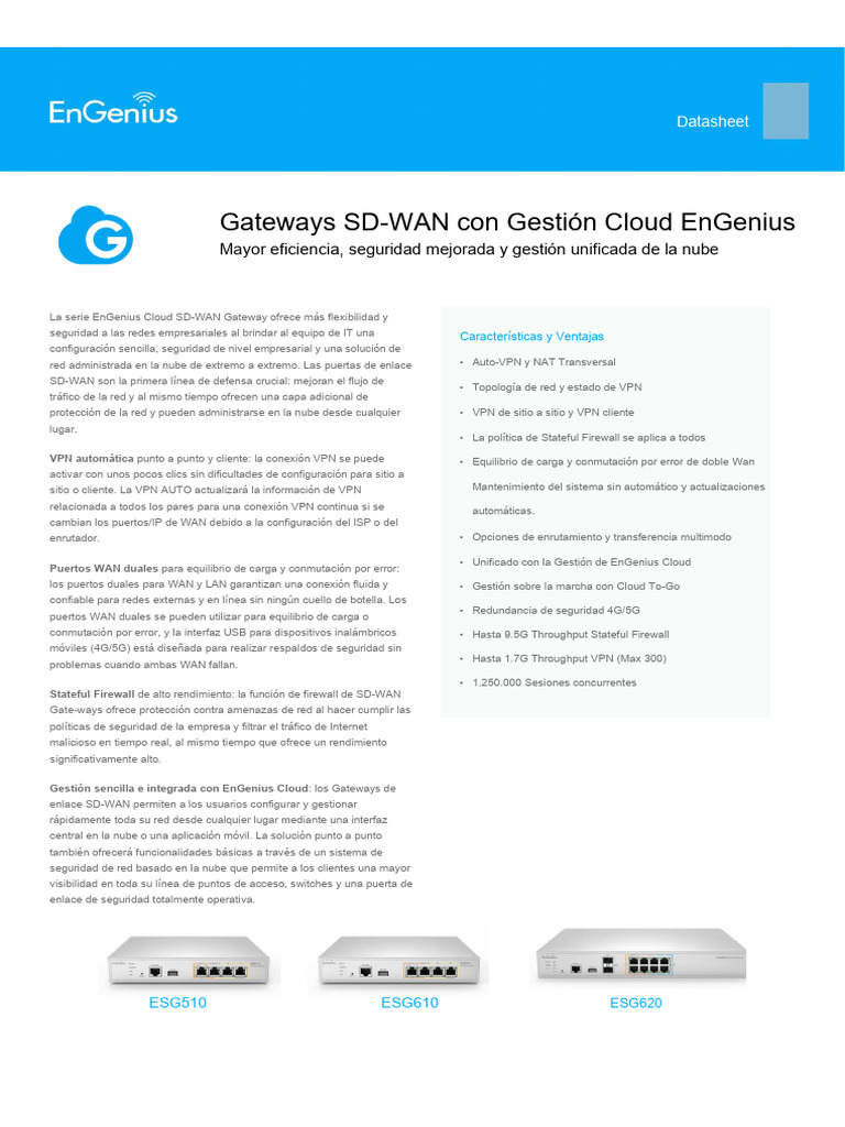 Gateways SD-WAN EnGenius: Seguridad y Gestión | PDF | Red privada virtual | Red de área amplia