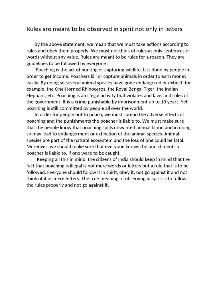 Rules Are Meant To Be Observed in Spirit Not Only in Letters | PDF