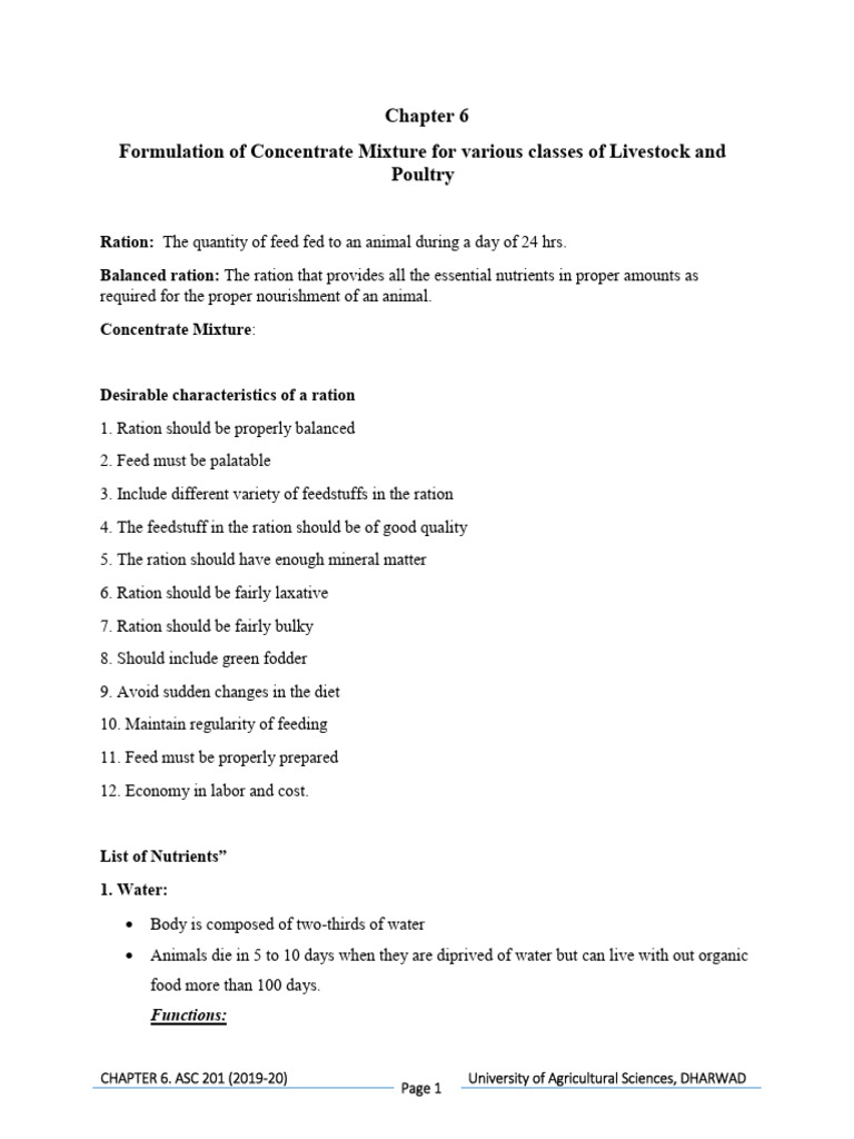 Chapter 6 Formulation of Ration | PDF | Animal Feed | Flour