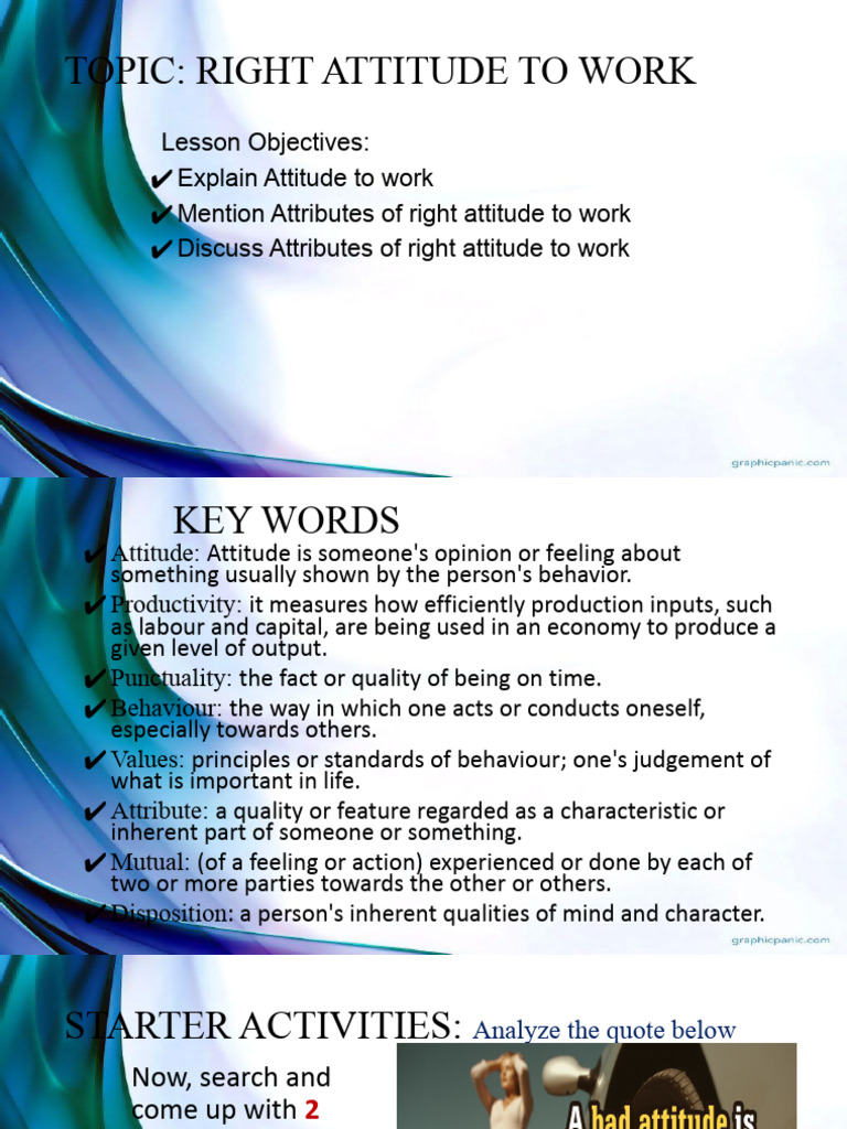 Right Attitude To Work | PDF | Attitude (Psychology) | Behavior