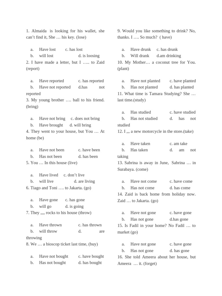 Soal Present Perfect | PDF