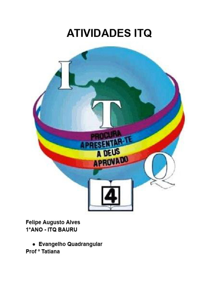 ATIVIDADE ITQ - Evangelho Quadrangular - Capítulo 3 | PDF | Filosofia | História