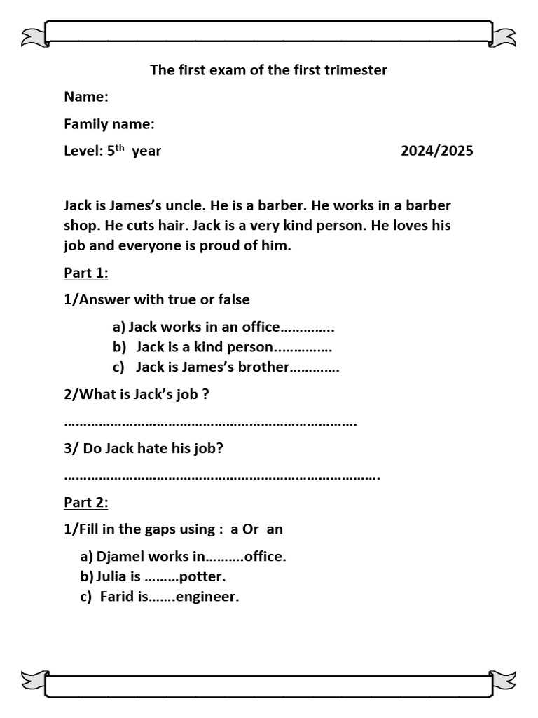 The First Exam of The First Trimester | PDF | Teaching Methods ...