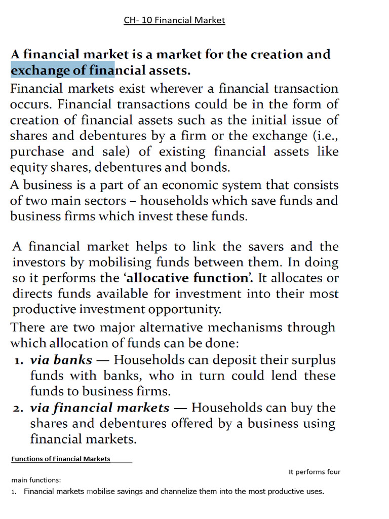 Financial Market | PDF | Securities (Finance) | Financial Markets