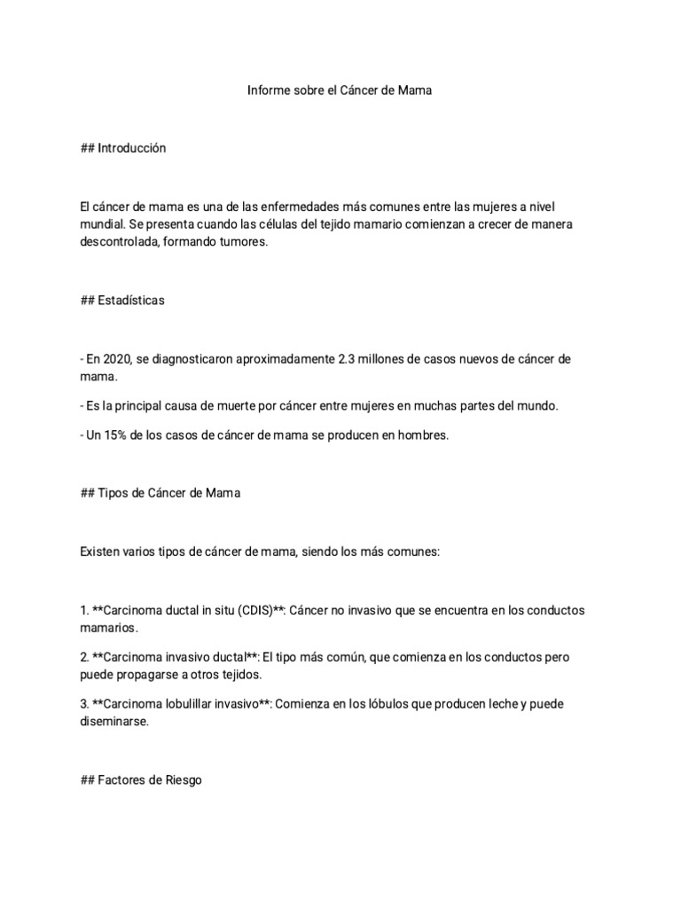 Informe Sobre El Cancer de mama-WPS Office | PDF | Cáncer de mama | Cáncer