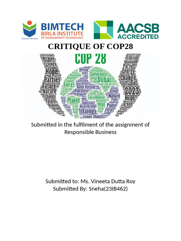 CRITIQUE OF COP28 | PDF | Climate Change Mitigation | Climate Change