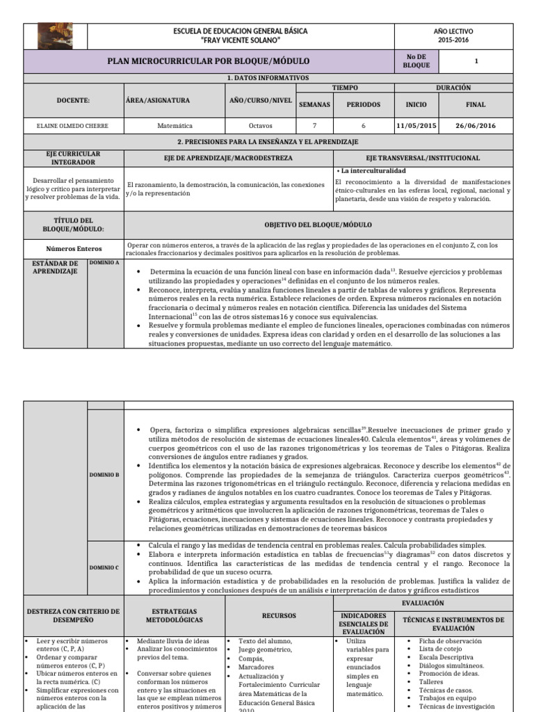 Plan de Bloque | PDF | Números | Geometría