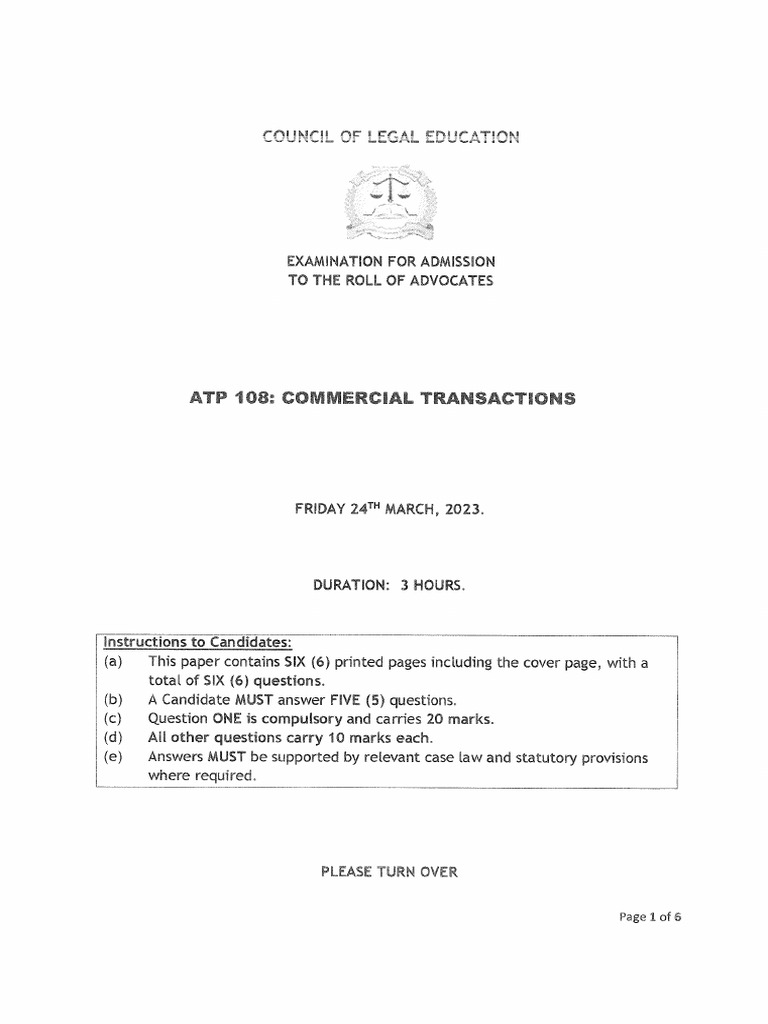 Commercial Transactions 2023 | PDF