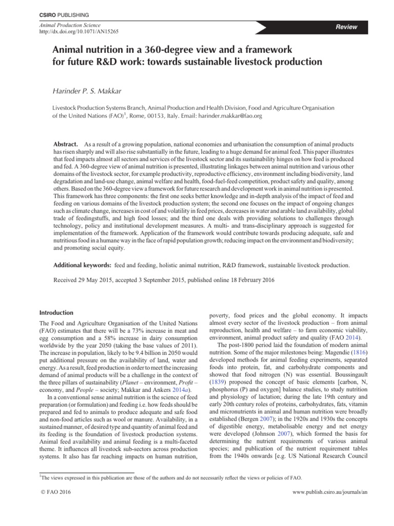 360-Degree Animal Nutrition Framework | PDF | Sustainability | Food ...