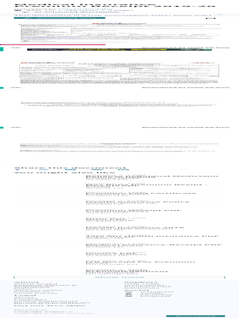 Medical Insurance Premium Receipt 2019-20 PDF Deductible Insurance ...