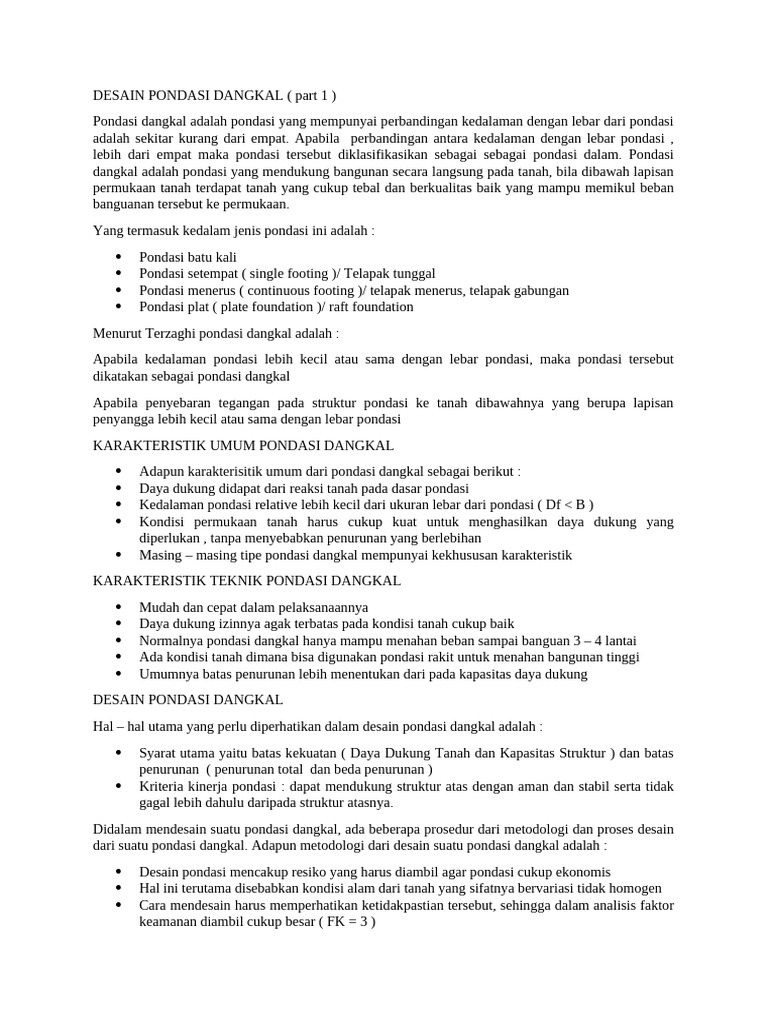 Desain Pondasi Dangkal | PDF