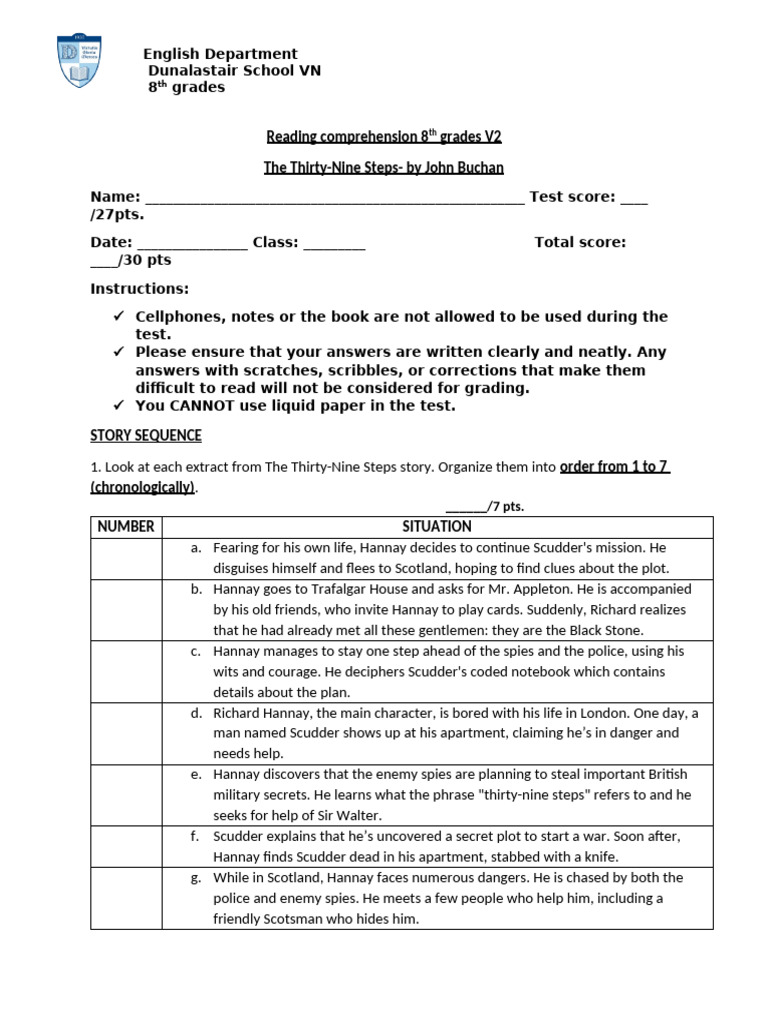 The Thirty Nine Steps Test | PDF | The Thirty Nine Steps