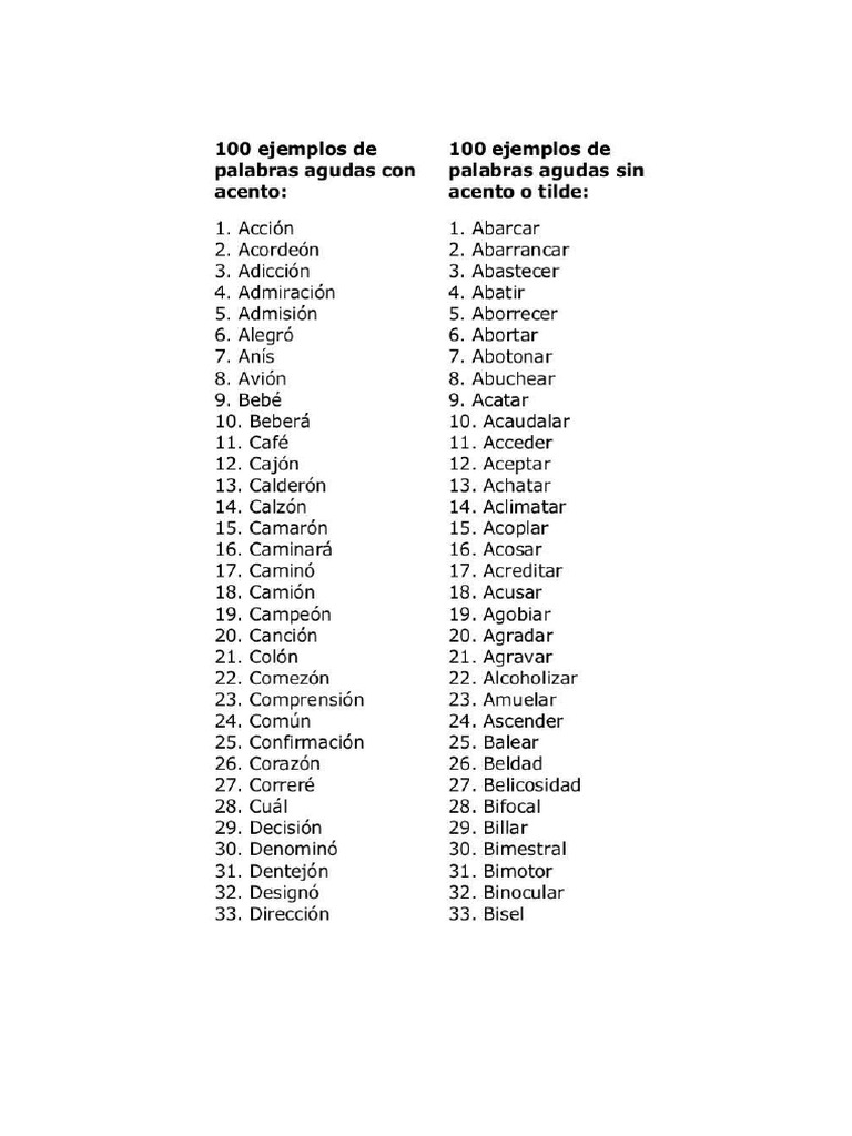 Palabras Agudas | PDF