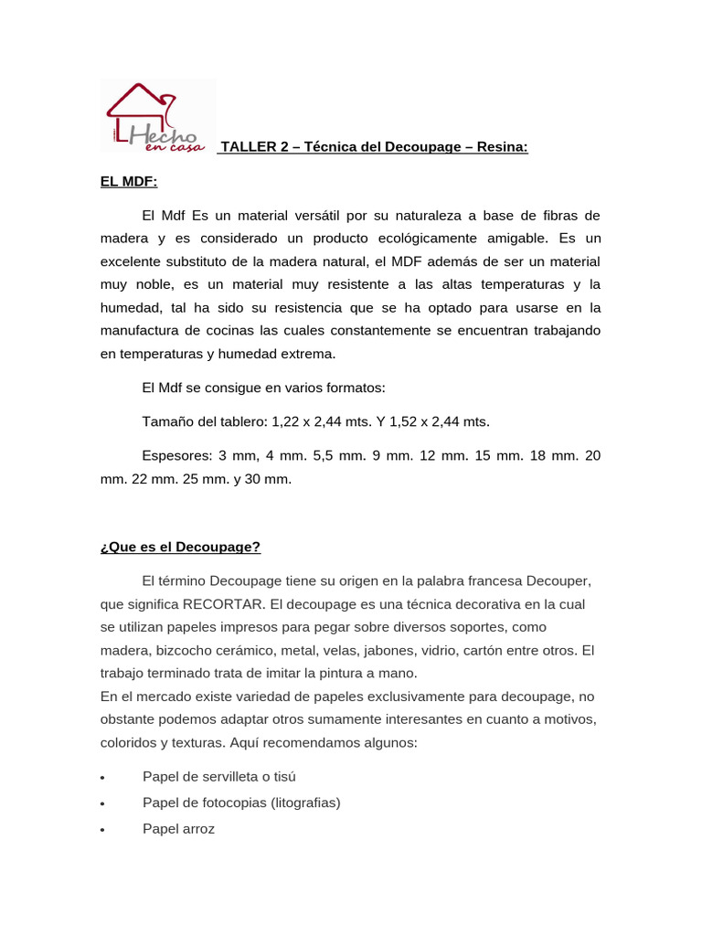 Guia Que Es El Decoupage | PDF | Papel | Lentes