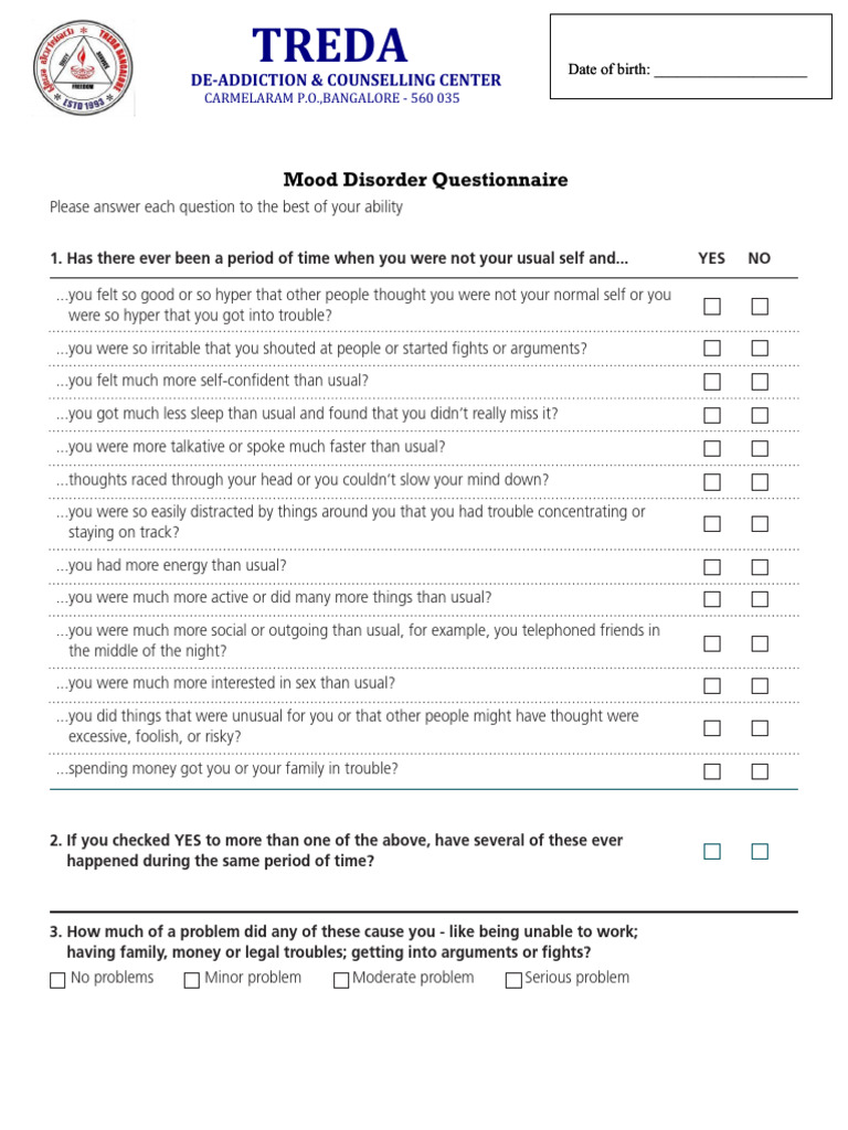MDQ Updated Unlocked - Backup | PDF | Emotions | Psychology
