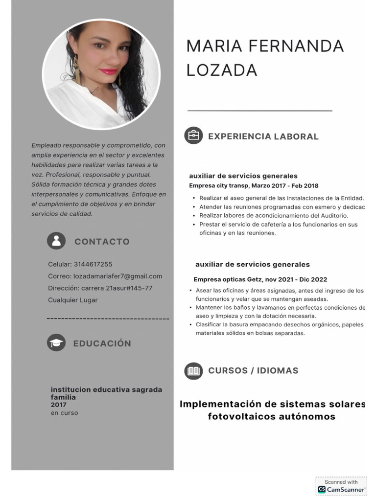 Hoja de Vida María | PDF