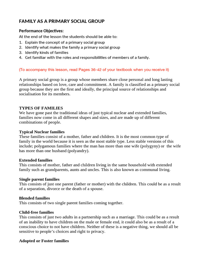 jss1WEEK 3 SOCIAL STUDIES NOTE | PDF | Family | Social Institutions