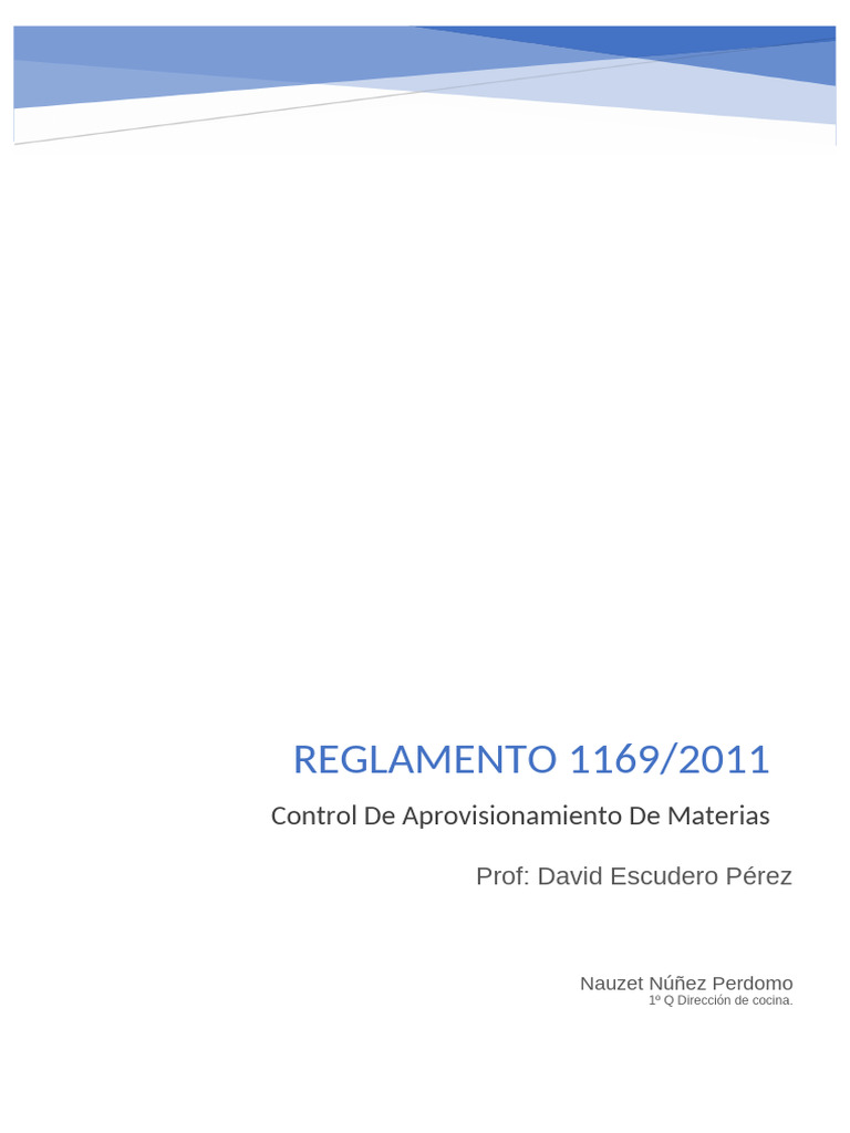 Reglamento 1169/2011: Etiquetado Alimentario | PDF | Etiqueta de información nutricional | Alimentos