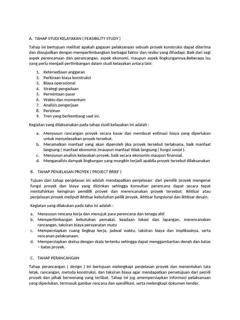 Tahapan Kegiatan Dalam Proyek Konstruksi 3 Manajemen Proyek | PDF