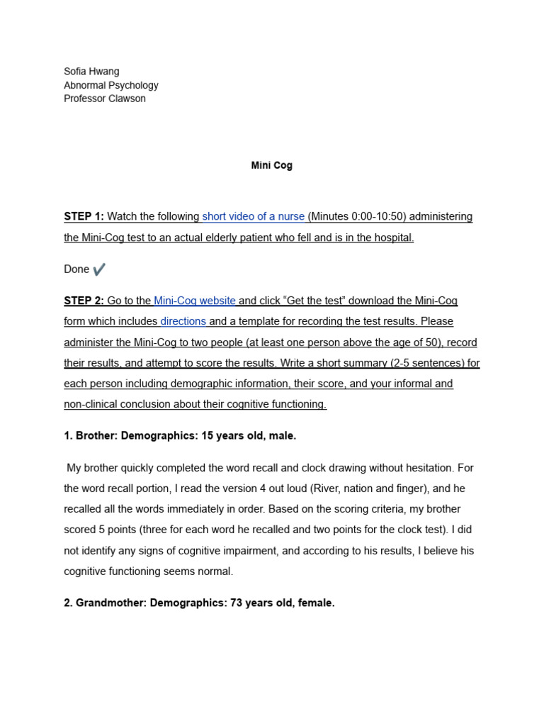 Module 14: Mini Cog | PDF | Dementia | Human Diseases And Disorders