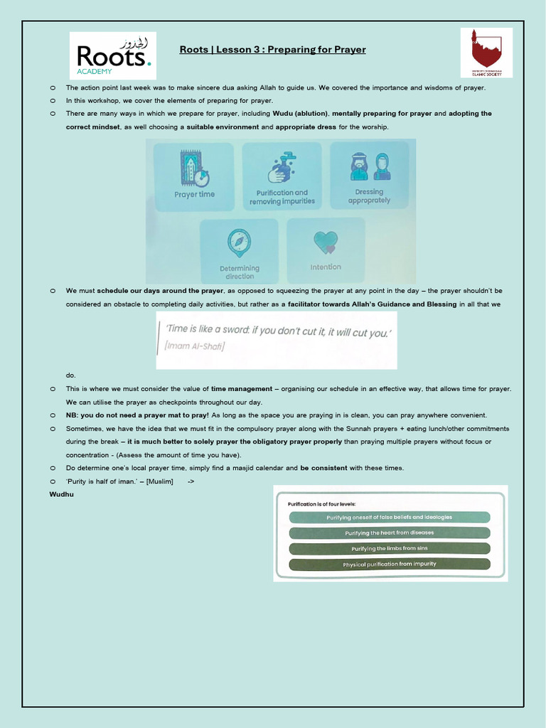 Roots Lesson 3 - Preparing For Prayer | PDF | Abrahamic Religions ...