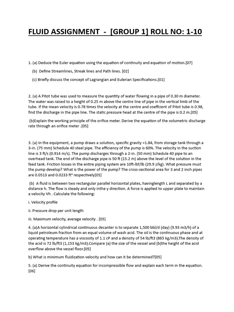 Fluid Assignment (GP - 01) | PDF | Pump | Fluid Dynamics