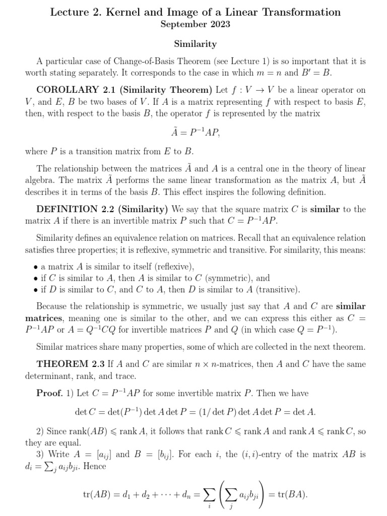L2 Kernel and Image 2023 | PDF | Linear Subspace | Matrix (Mathematics)