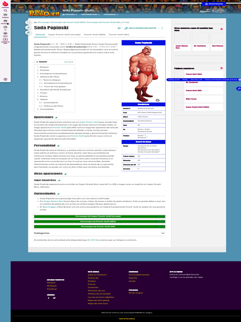 Soda Popinski - Wiki Punch-Out!! - Fandom | PDF | Nintendo