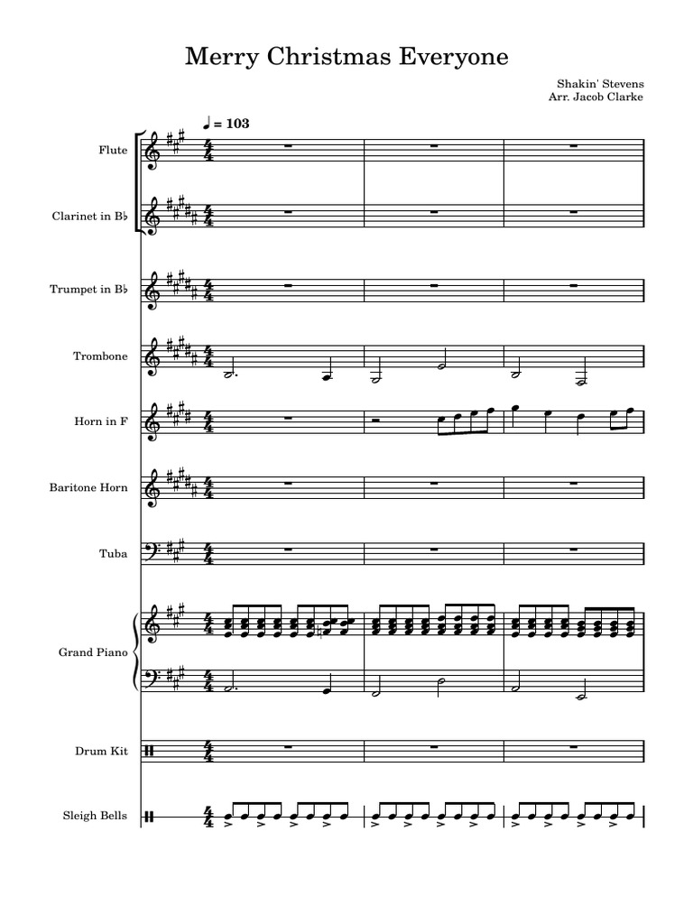 Merry Christmas Everyone Sheet Music | PDF | Musical Compositions ...