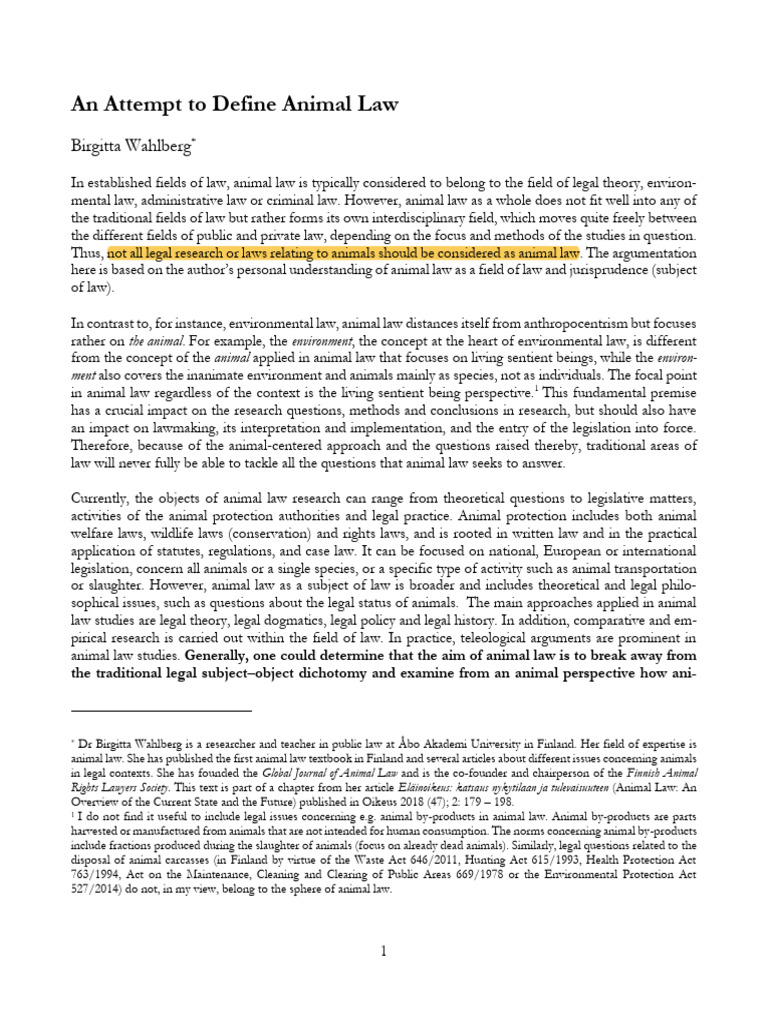 An Attempt To Define Animal Law | PDF | Science | Interdisciplinarity