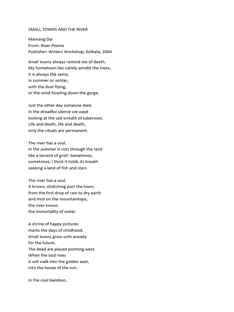 Mamang Dai - Small Towns & River | PDF