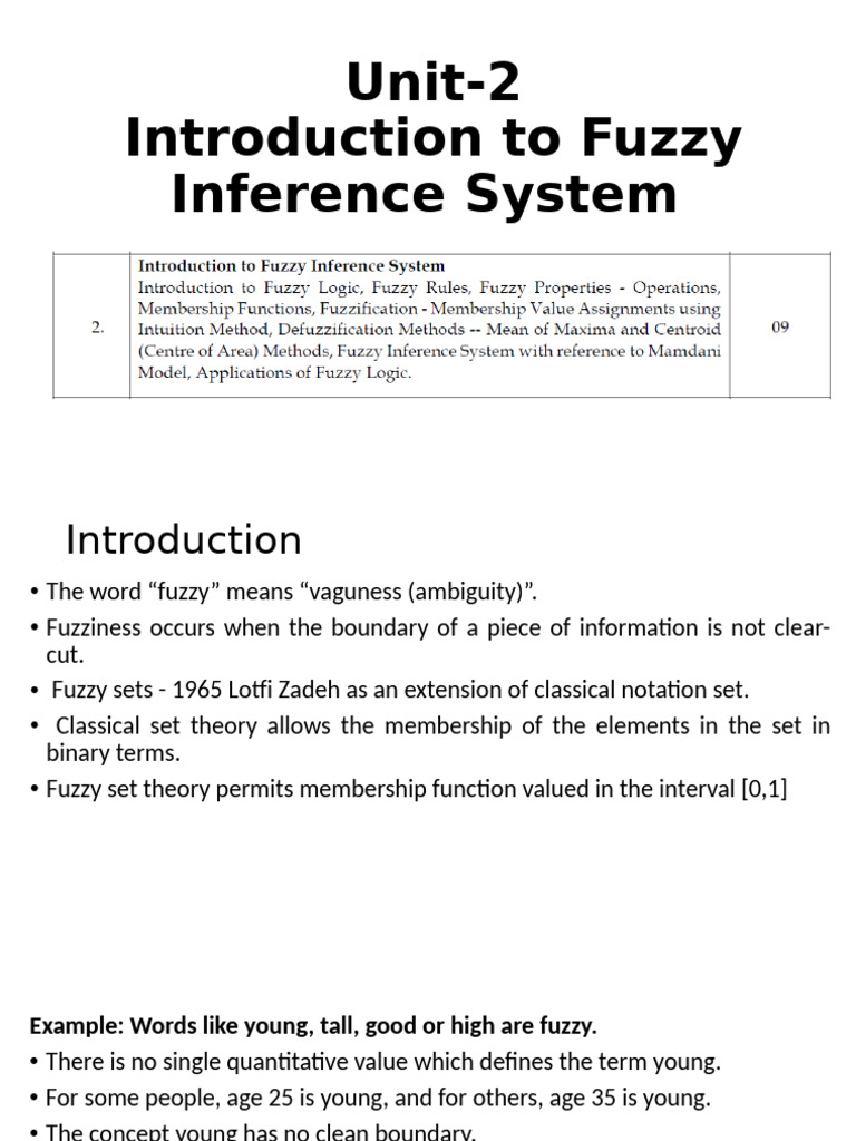 Unit2-Introduction To Fuzzy Inference System | PDF | Fuzzy Logic | Function (Mathematics)