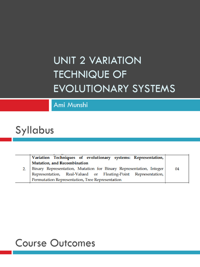 Evolutionary Systems: Variation Techniques | PDF | Mutation | Genetic ...