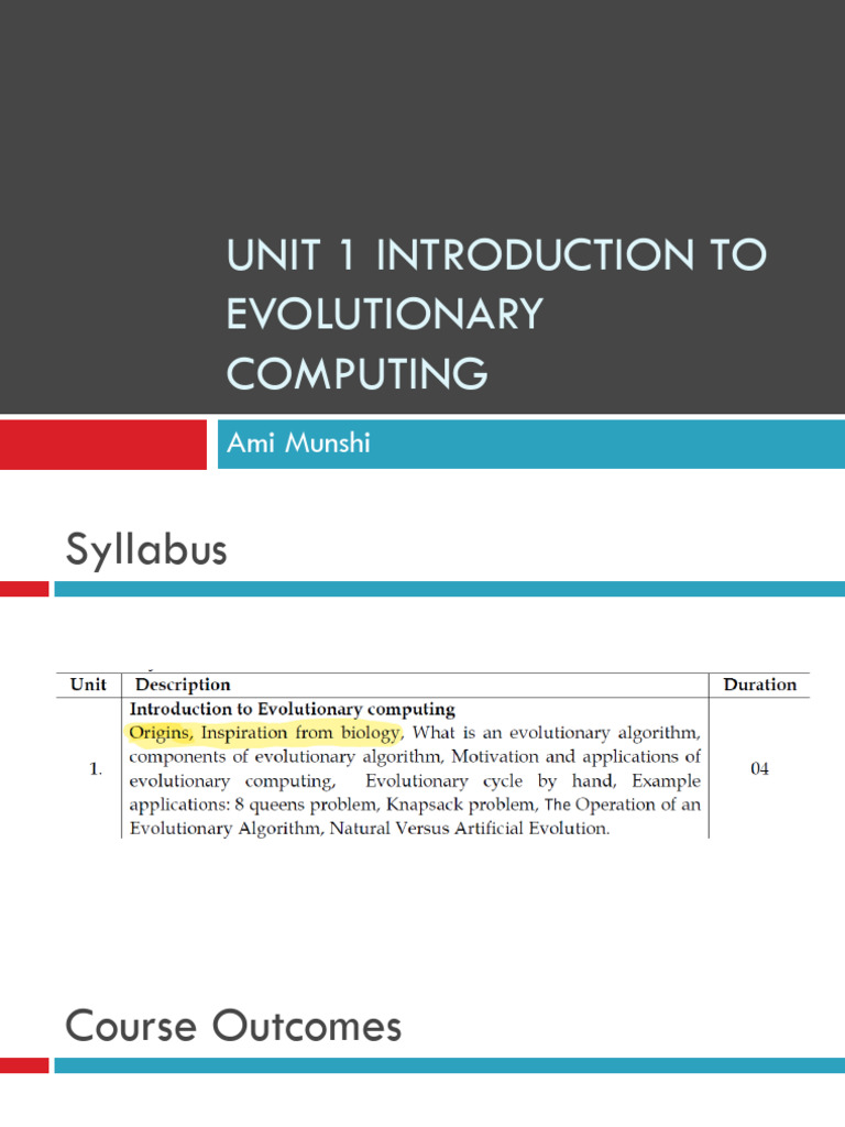 AM EC Unit1 Final | PDF | Natural Selection | Evolution