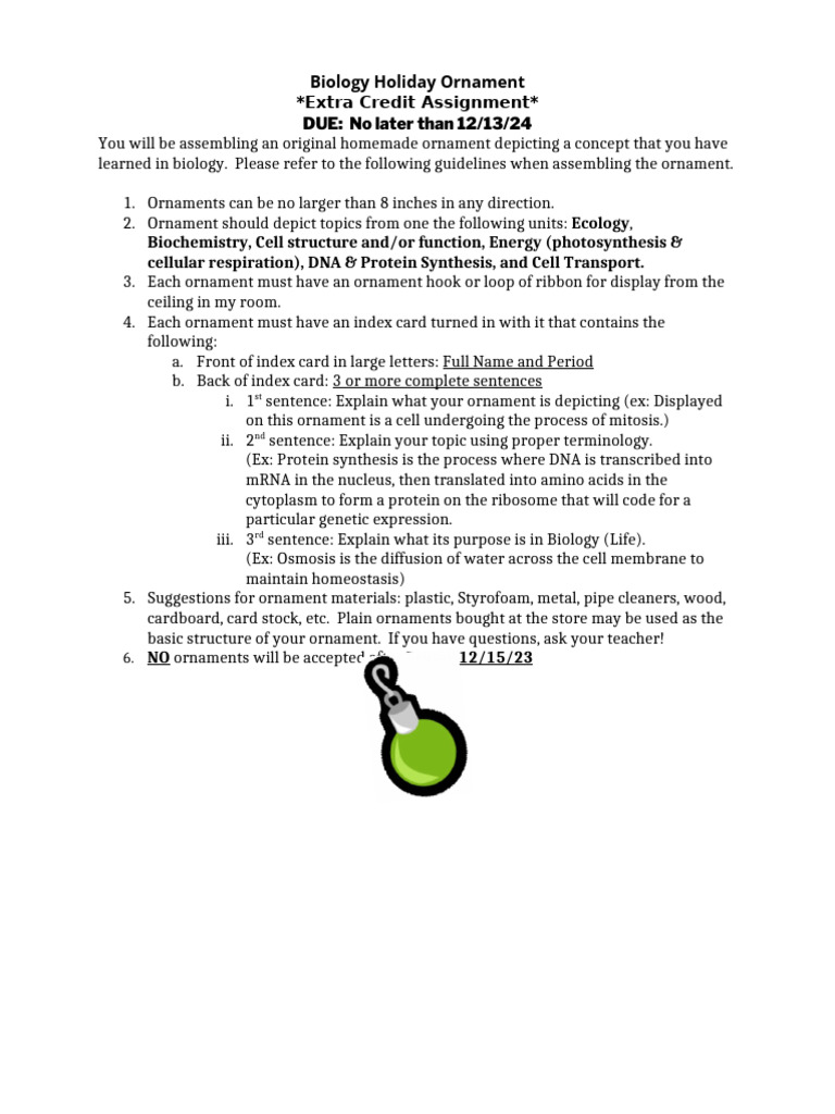 Biology Ornament Project Guidelines | PDF | Science & Mathematics ...