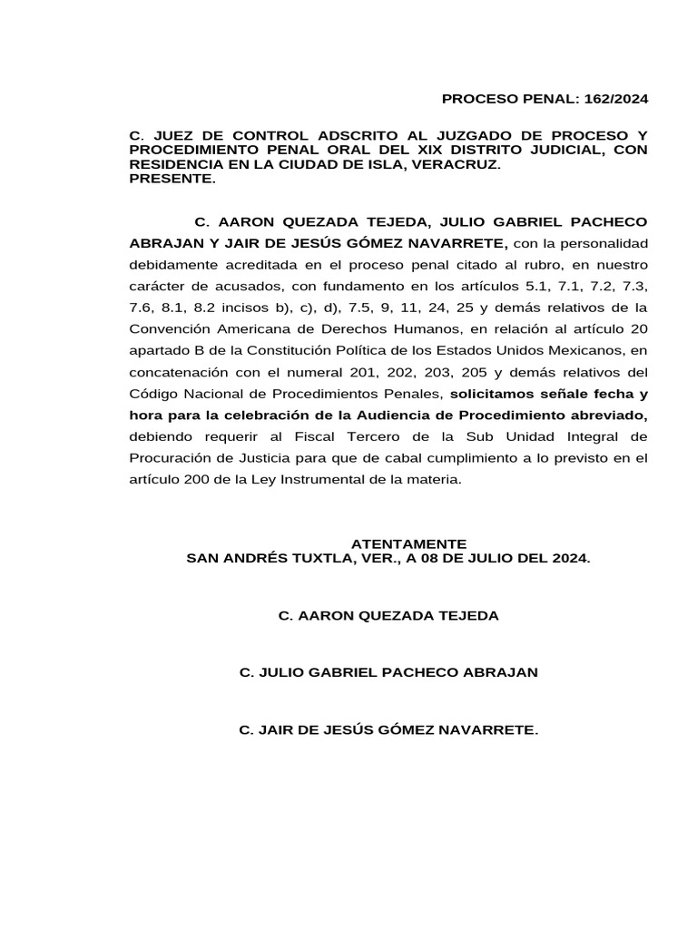 Solicitud Abreviado Jair | PDF