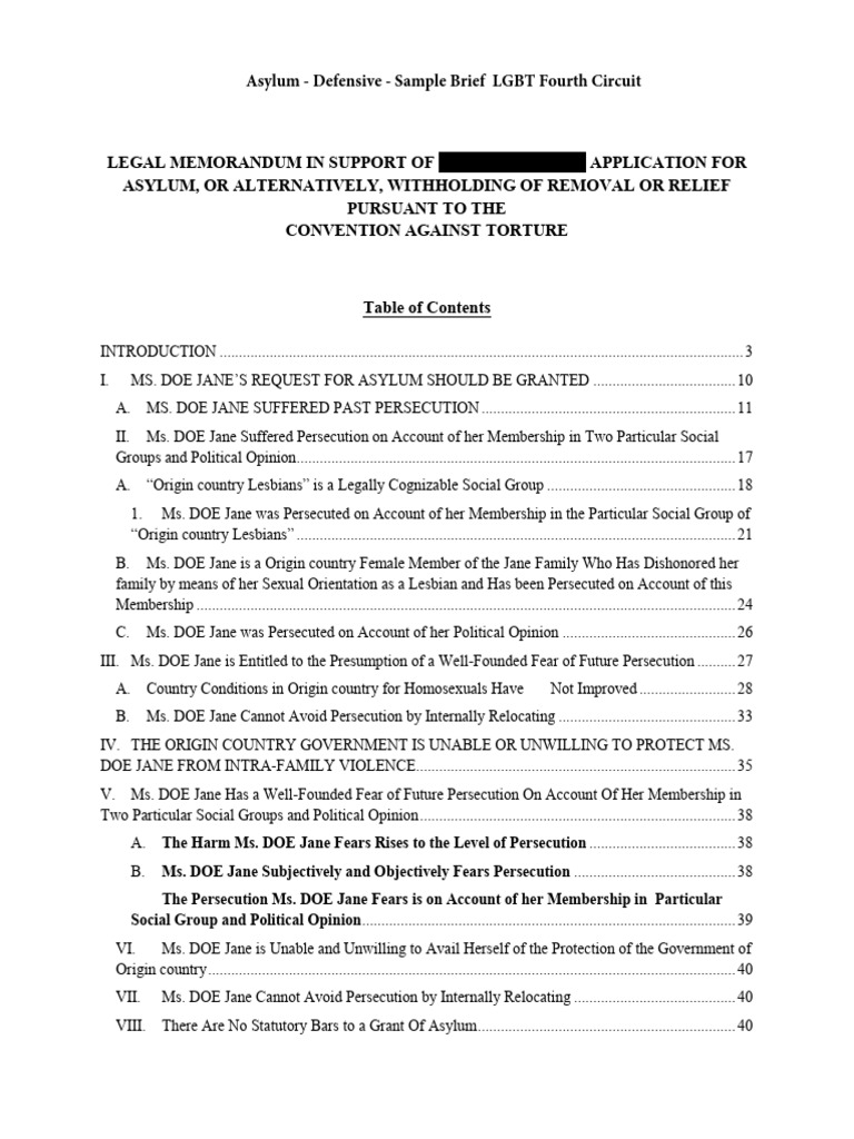 Asylum Application for LGBT Persecution | PDF | Asylum In The United ...