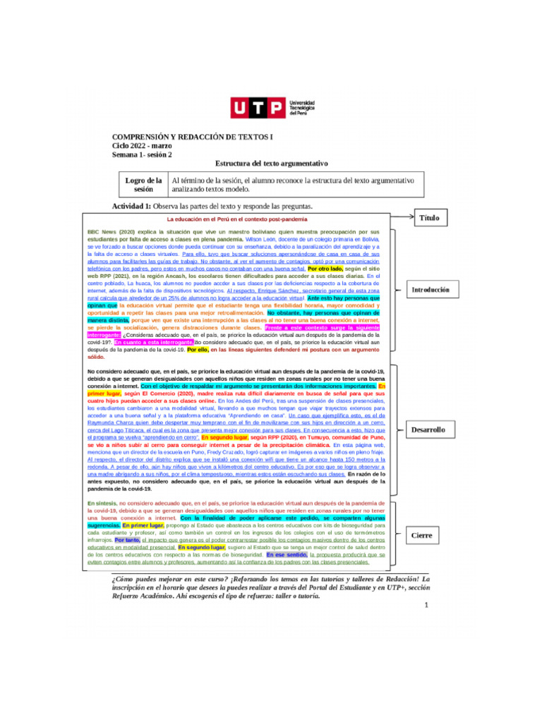 Ejemplo de Redaccion de Texto Argumentativo | PDF