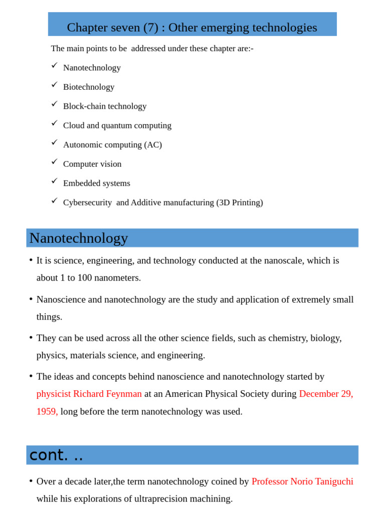Emerging Technology CH 7 | PDF | Nanotechnology | Cloud Computing