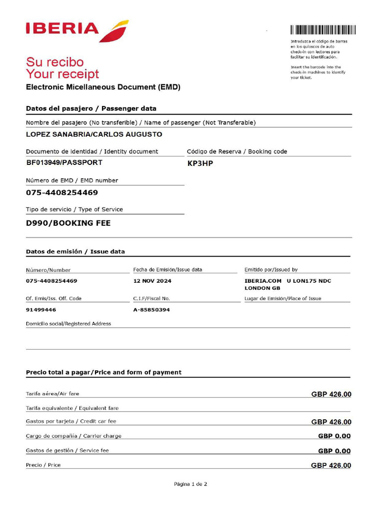 Tikete de Iberia | PDF
