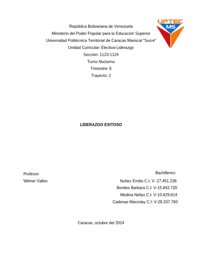 Trabajo Liderazgo Final | PDF | Liderazgo | Objetivo