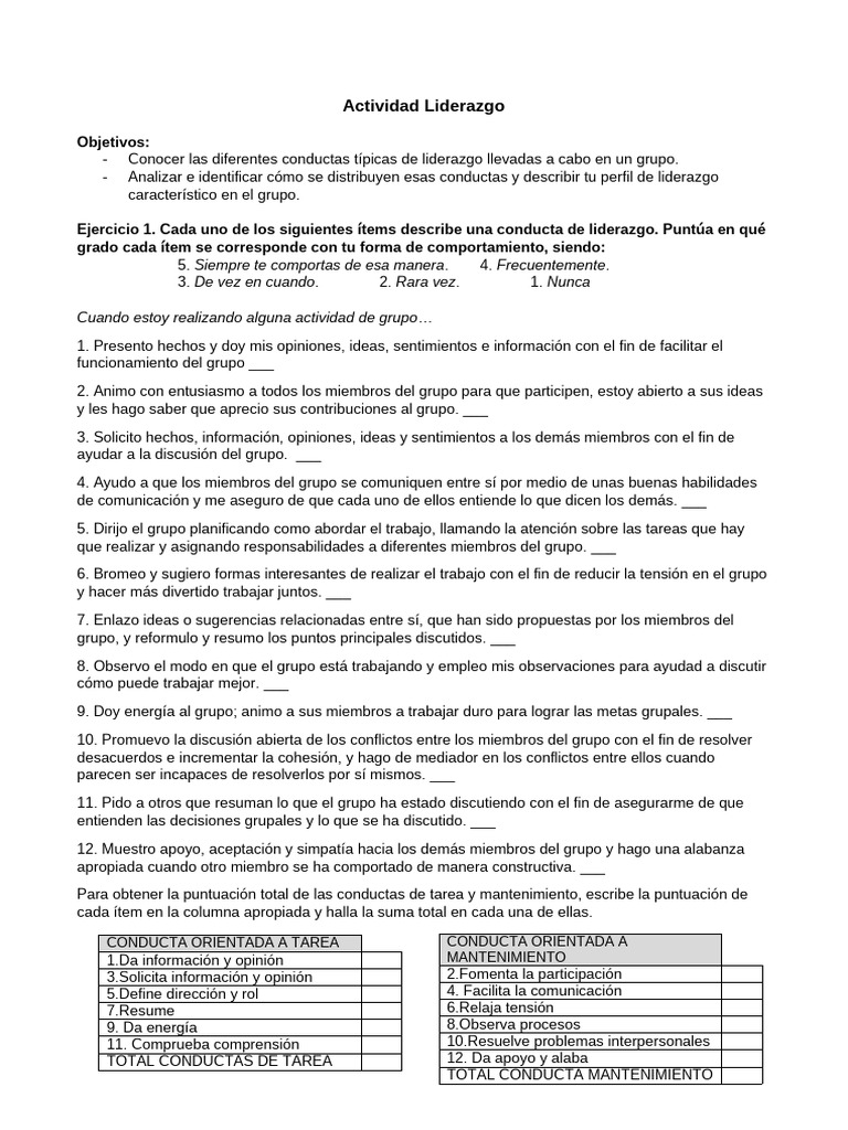 Actividad Liderazgo | PDF
