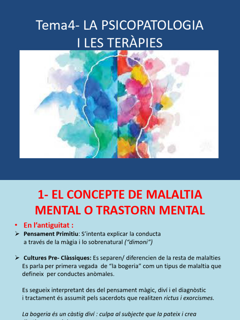 T.4 La Psicopatologia I Les Terapies | PDF