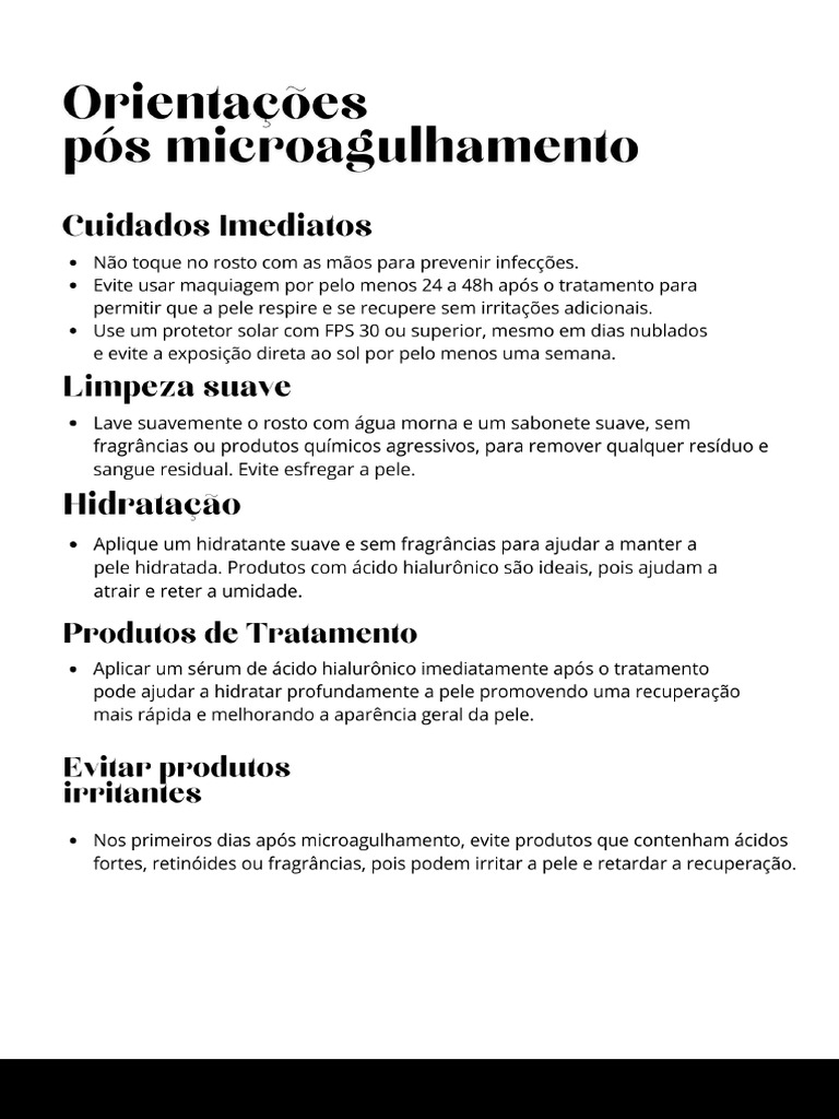 Orientações Pós Microagulhamento | PDF